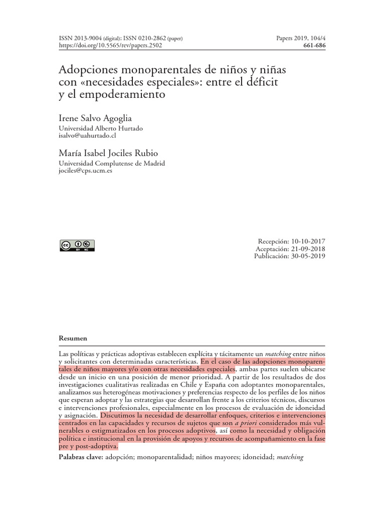 14 ESP Adopciones Monoparentales de Niños y Niñas Con Necesidades Especiales | PDF | Adopción ...