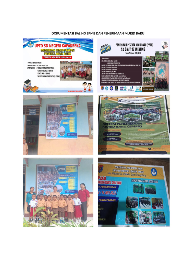 Dokumentasi Baliho SPMB Dan Penerimaan Murid Baru | PDF