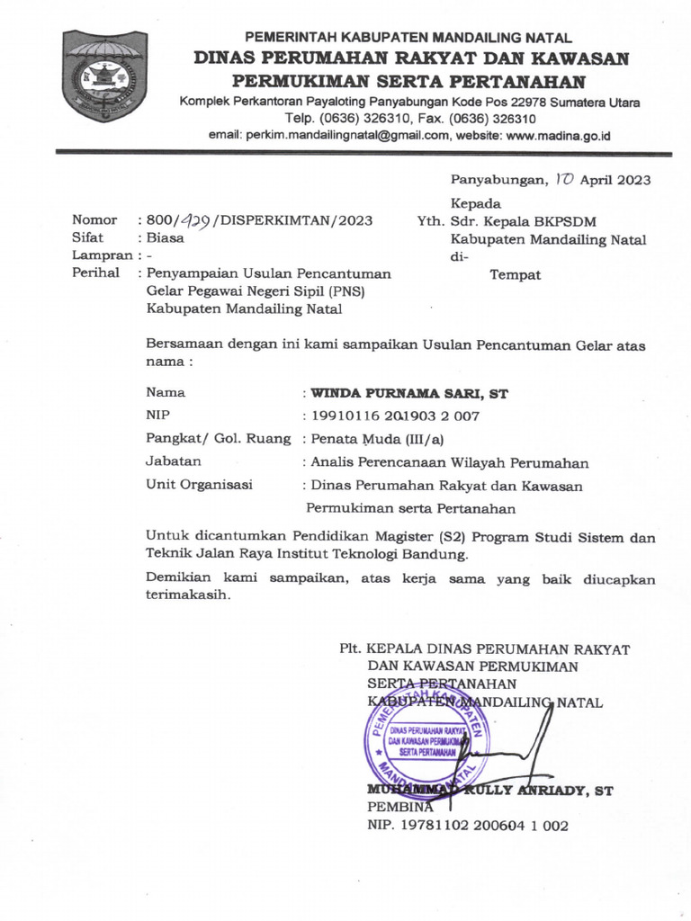 Usulan Pencantuman Gelar MT | PDF