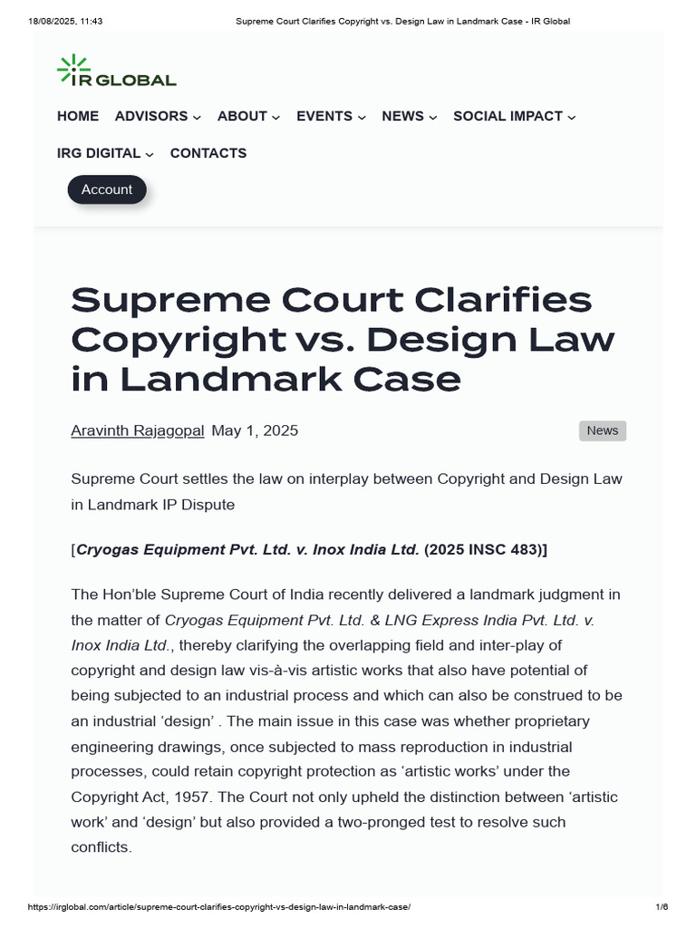 Supreme Court Ruling: Copyright vs. Design Law | PDF | Copyright | Justice