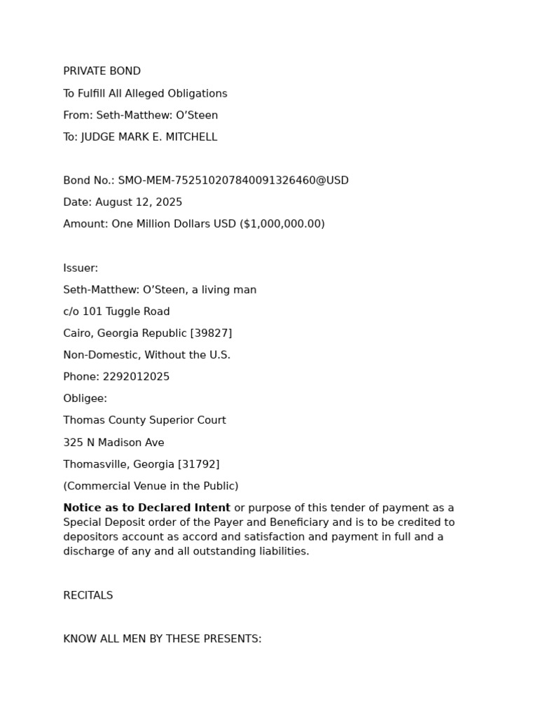Private Bond for Debt Discharge | PDF | Bonds (Finance) | Surety