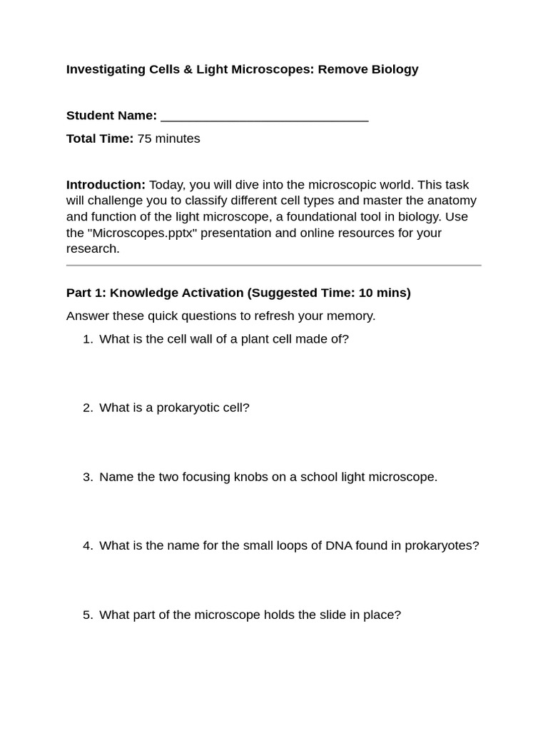Prokaryotes and Light Microscopes | PDF | Prokaryote | Cell (Biology)