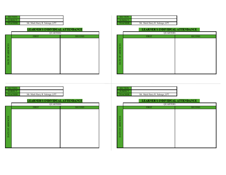 Learners Ind Rec Card Template - Back | PDF