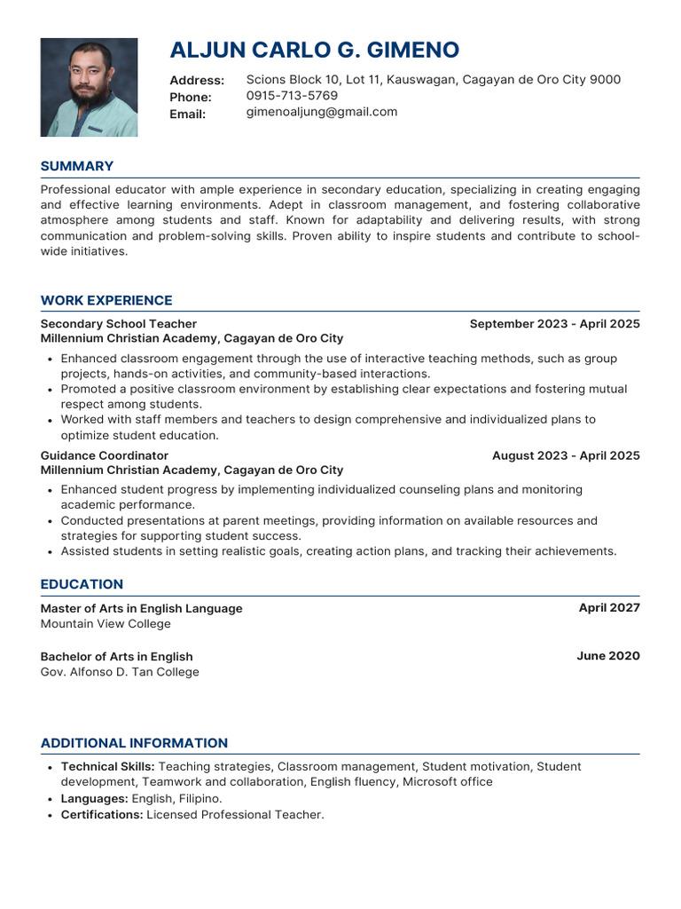 Aljun Gimeno Basic Resume | PDF