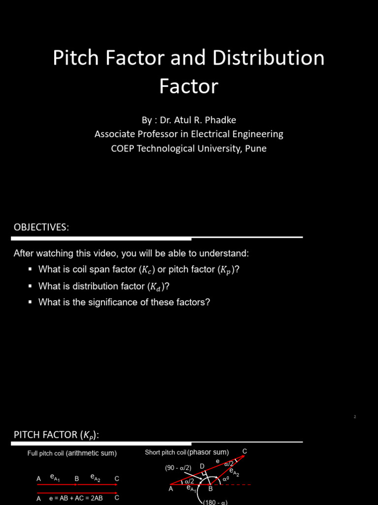 Pitch Factor and Distribution Factor - 2025 | PDF | Magnetism ...