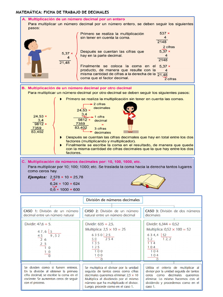 1 Ficha de Trabajo Multiplicacion y Division de Decimales | PDF