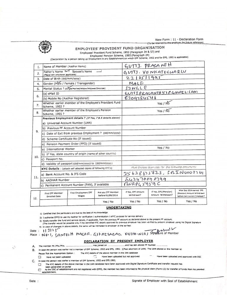 Joining of Santosh, EPF | PDF