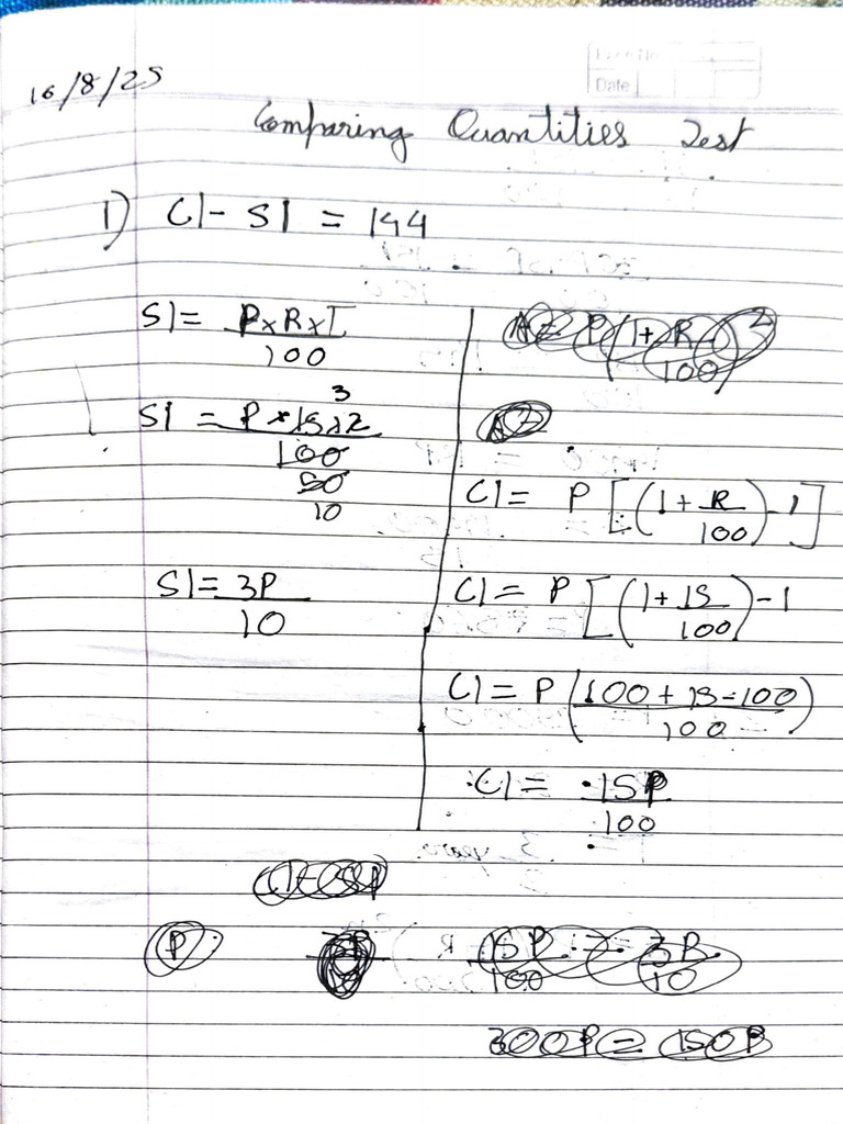 Comparing Quantities Test | PDF