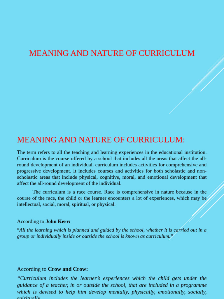 Understanding Curriculum Characteristics | PDF | Curriculum | Learning