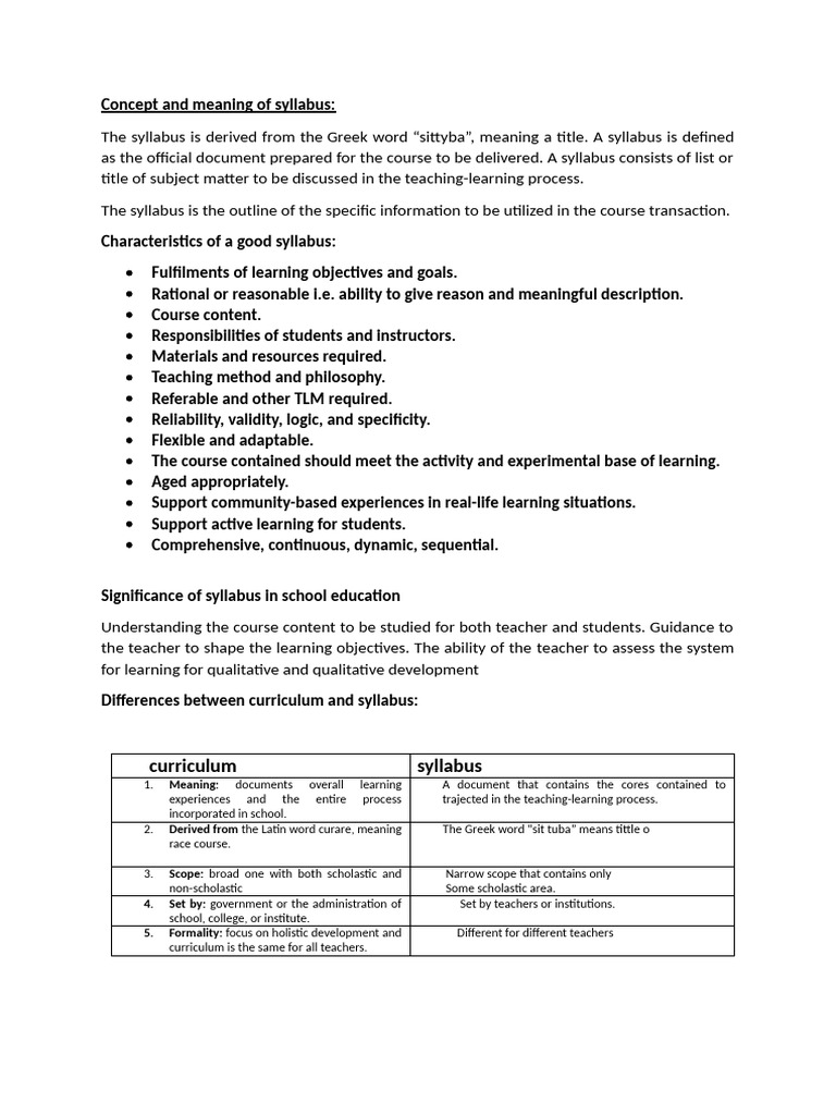 Understanding the Syllabus in Education | PDF
