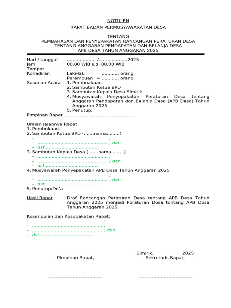 Format Rancangan Perdes APB Desa 1a | PDF