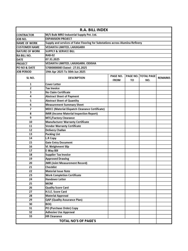 Contractor Payment Document Index | PDF