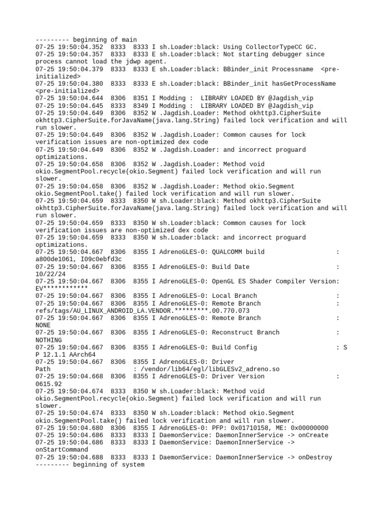 Com.jagdish.loader Logcat | PDF | Operating System Technology | Computer Engineering