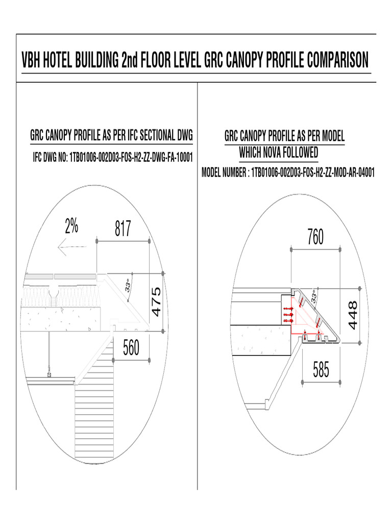 VBH Hotel Building 2nd Floor Level GRC Canopy Profile Comparison | PDF