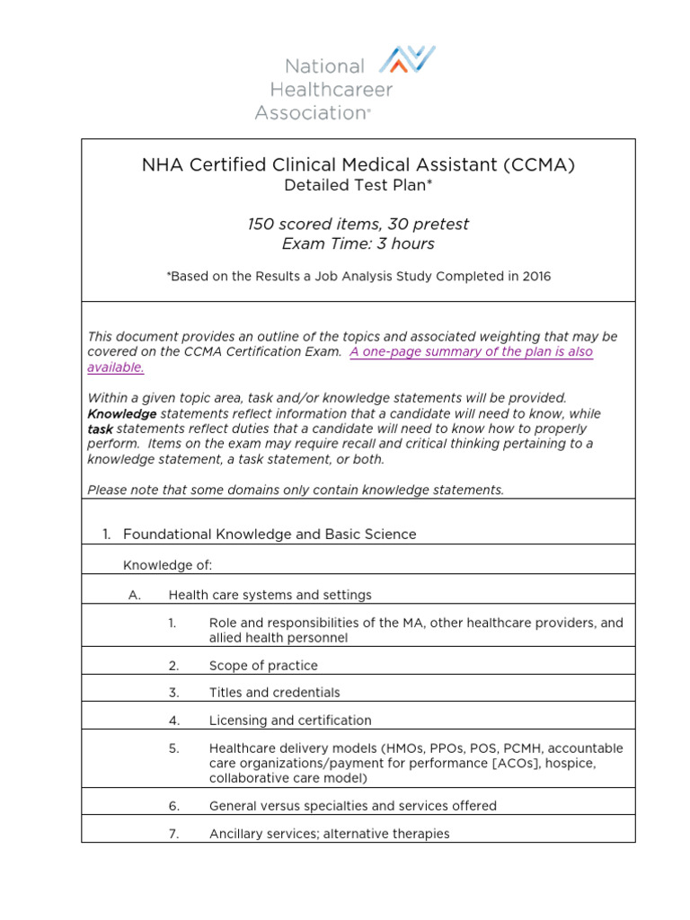 Nha 2017 Ccma Test Plan Public Detail Final | PDF | Electronic Health ...