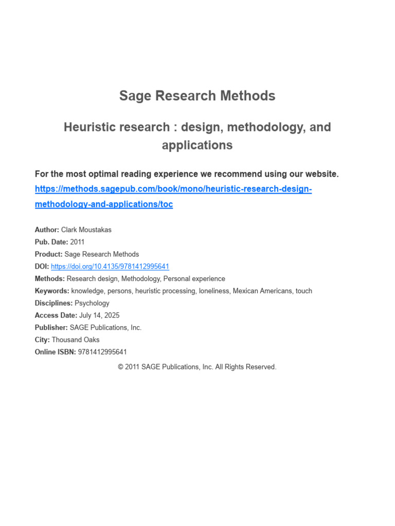 Heuristic Research: Design & Methodology | PDF | Experience | Awareness