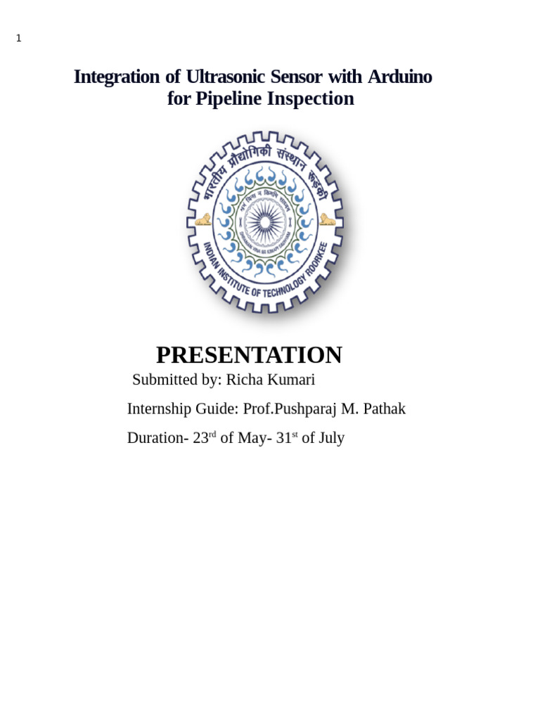 Richa Internship Presentation (Iit Roorkee) | PDF | Sensor | Arduino