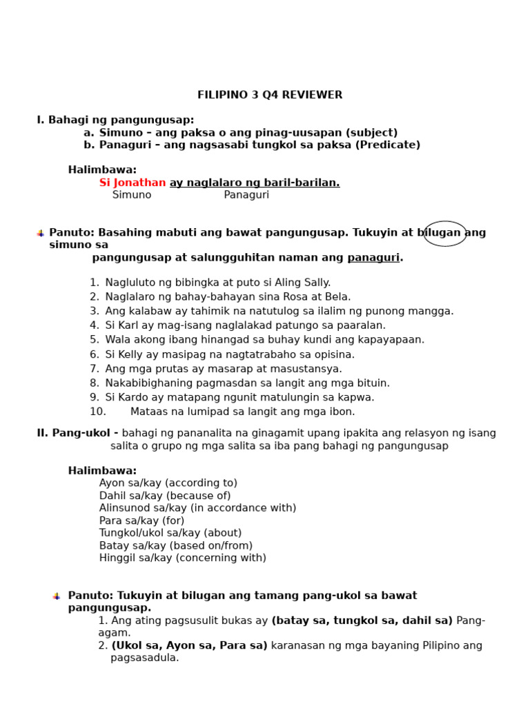 Filipino 3 q4 Reviewer | PDF