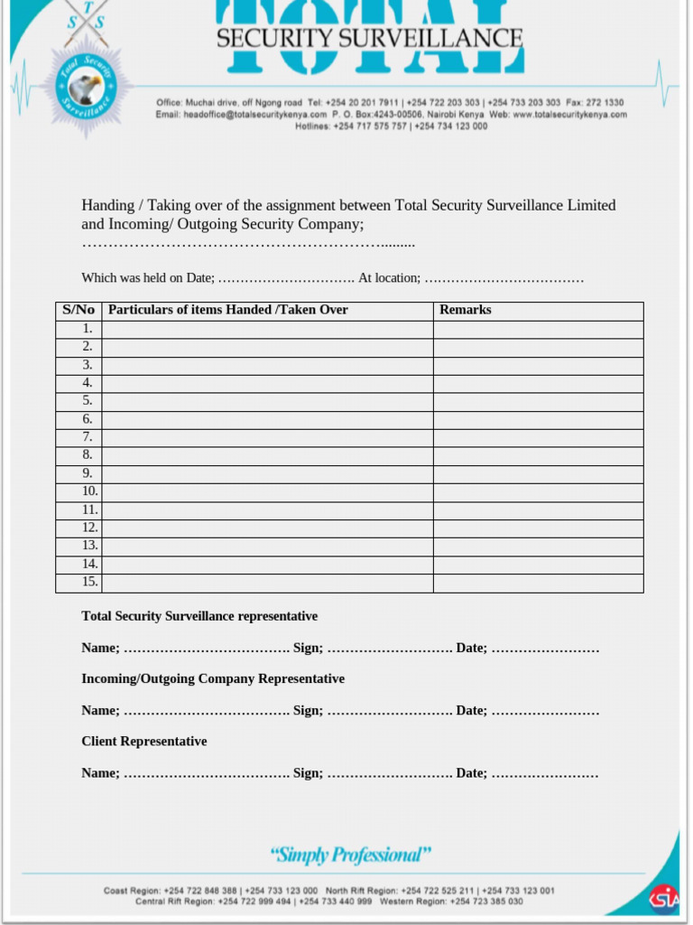 Security Duty Handover Report | PDF