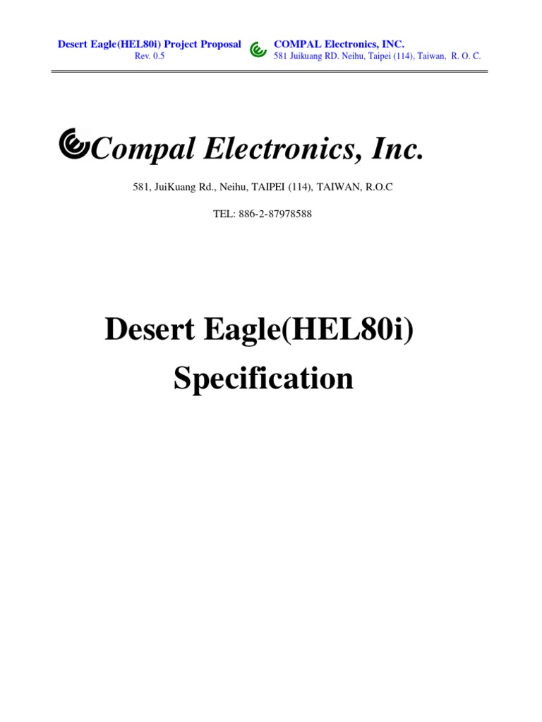 Desert Eagle HEL80i Specs Proposal | PDF | Usb | Bios