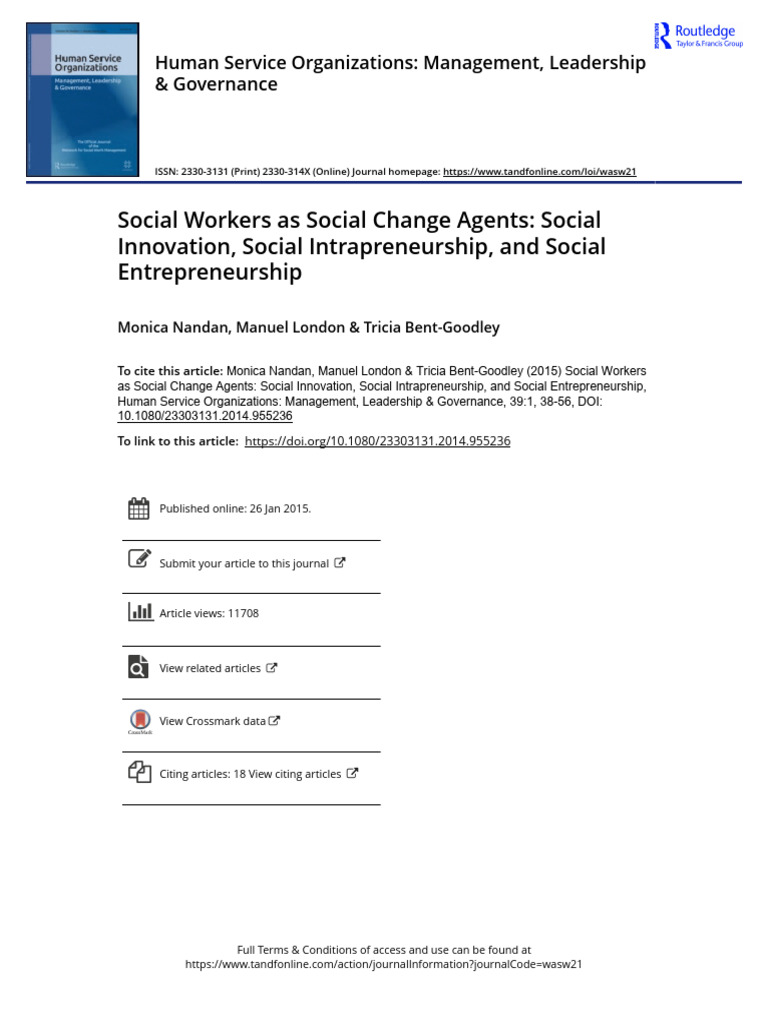 Social Workers As Social Change Agents Social Innovation Social ...