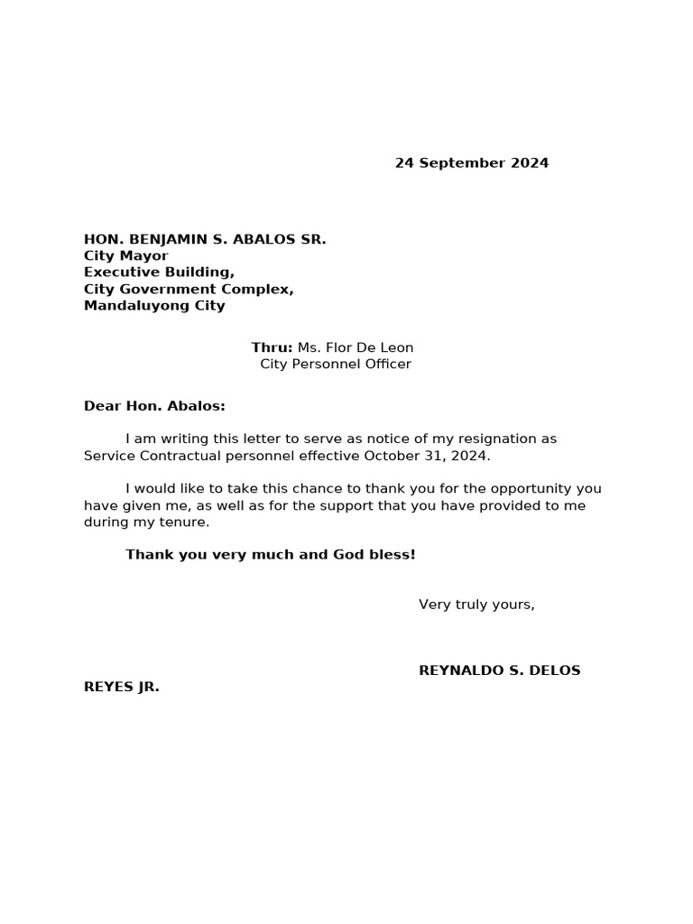 Resignation Letters from LGU Employees | PDF