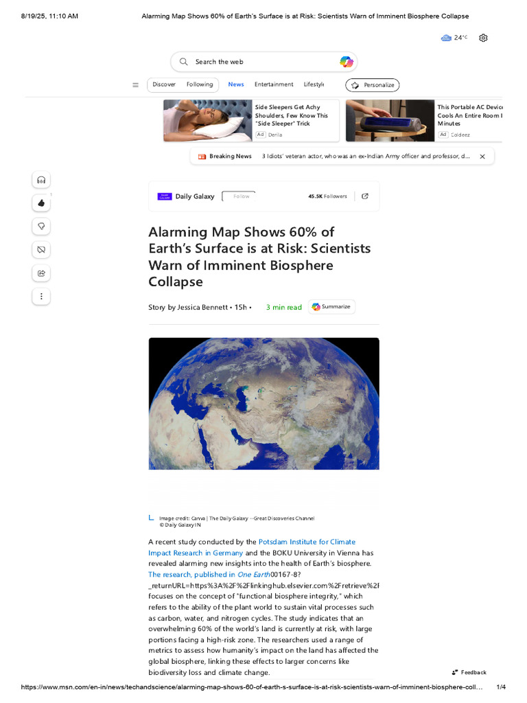 Alarming Map Shows 60% of Earth’s Surface is at Risk_ Scientists Warn of Imminent Biosphere ...