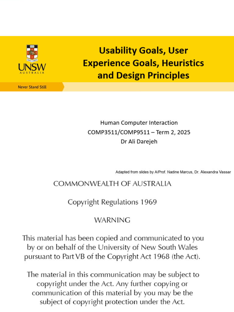 COMP3511 - Wk01-Lecture02 - Usability Principles 2025T2 | PDF ...