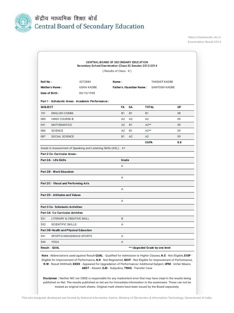 CBSE Class 10 Result Archive 2014 | PDF | Student Assessment And ...