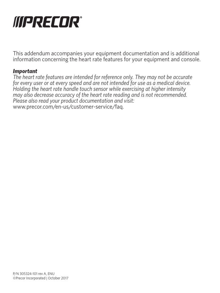 2011-Precor TRM 833 885 V1 Treadmill p30 p80 Owners Manual | PDF ...