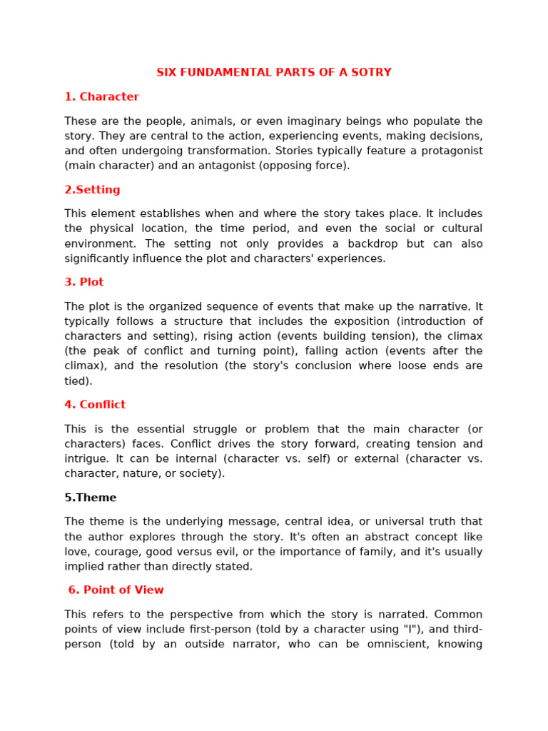 Fundamental Parts of A Story | PDF