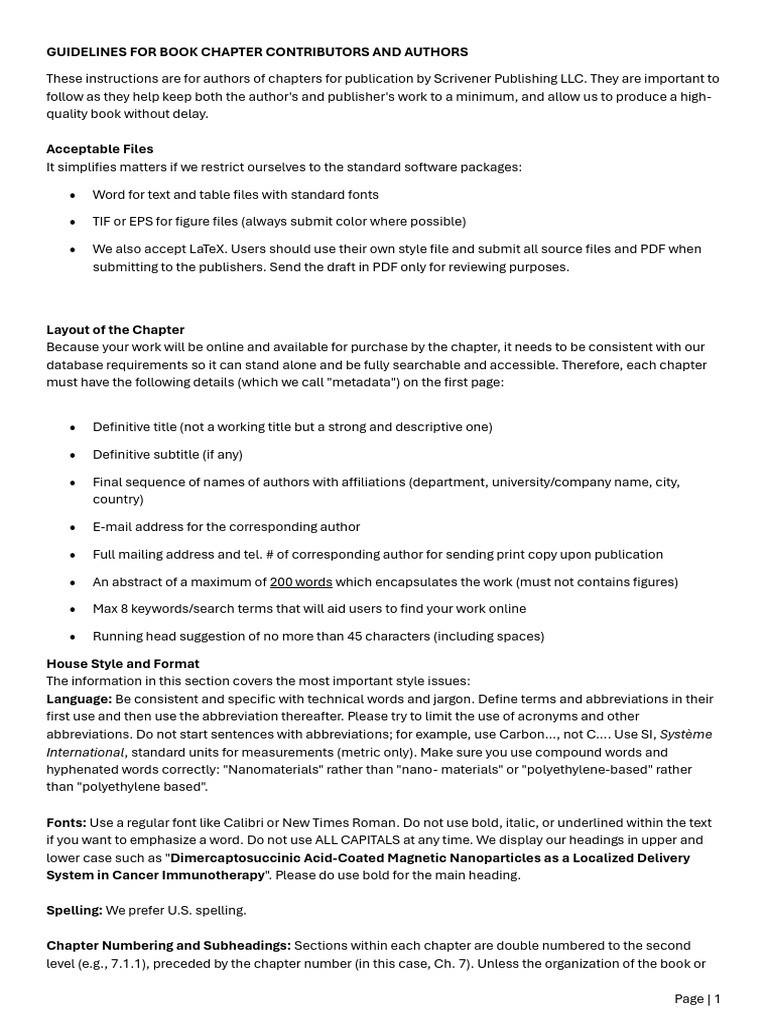 Guidelines For Book Chapter Contributors and Authors | PDF | Books