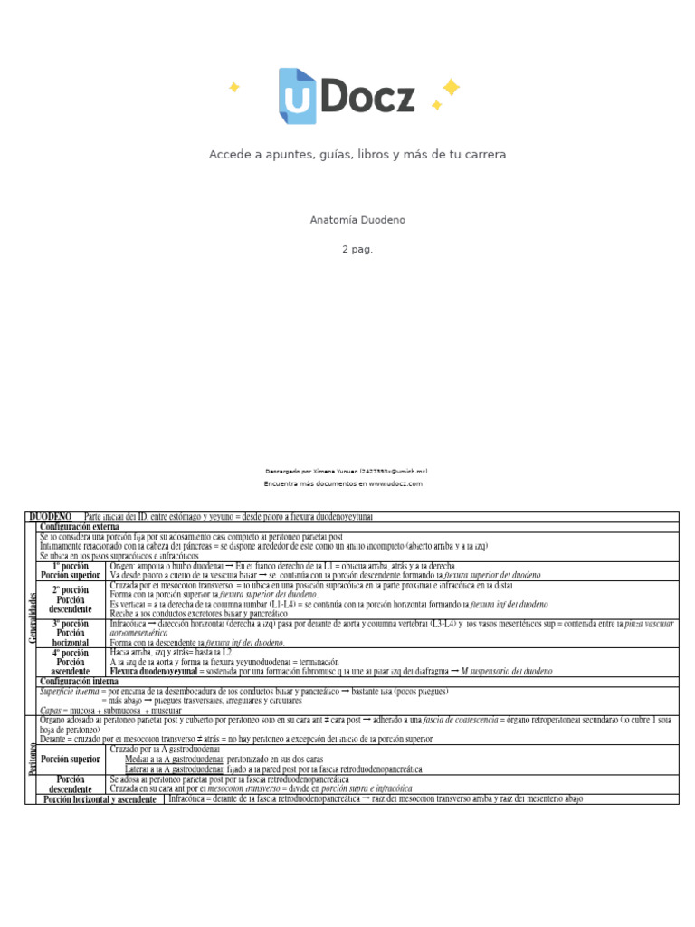 Anatomia Duodeno 393588 Downloadable 8597670 | PDF | Abdomen | Sistema ...