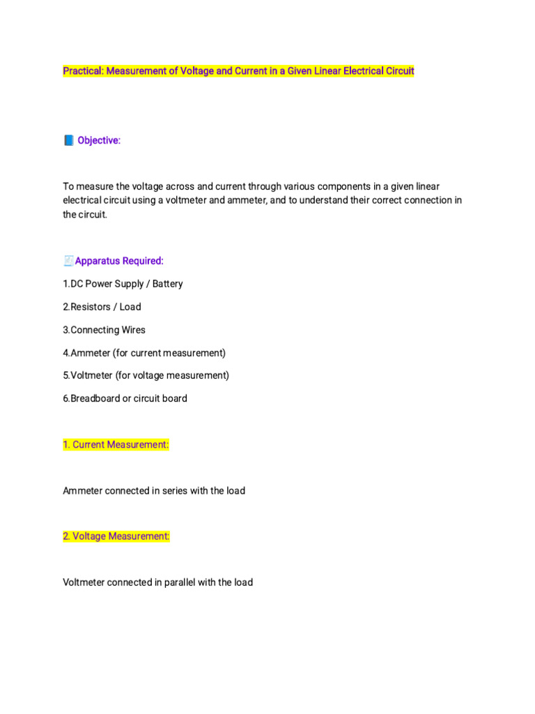 Voltage and Current Measurement Guide | PDF