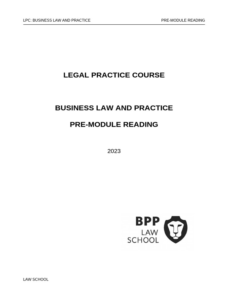 Pre Module Reading Business Law and Practice | PDF | Partnership ...