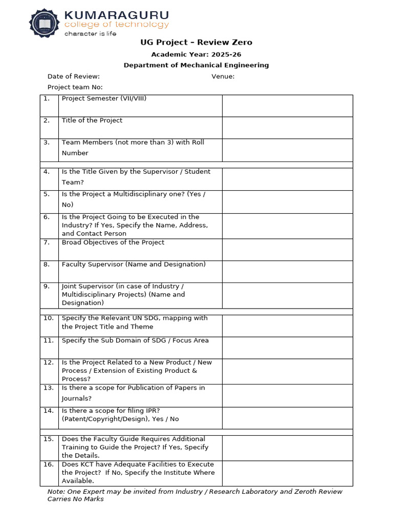 UG - Project - Zeroth Review Format | PDF