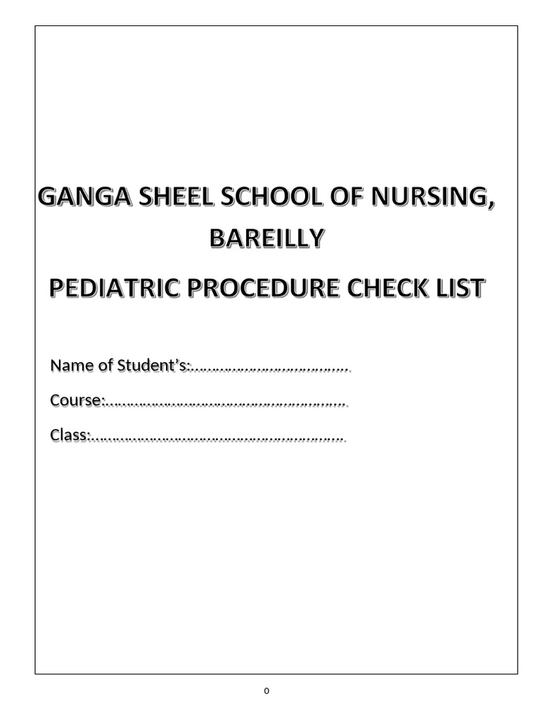 Checklist Pediatric Nursing | PDF