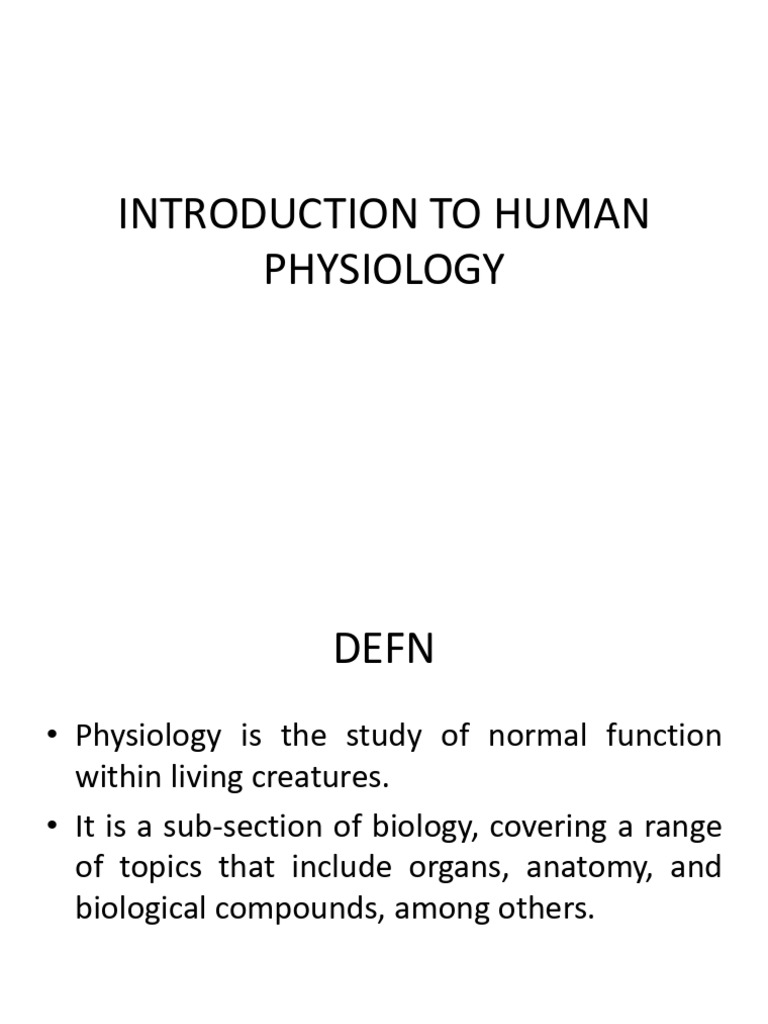 Introduction To Human Physiology - 2025 Lecture 1 | PDF | Muscle | Physiology