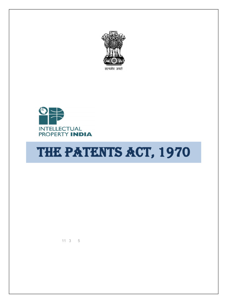 Overview of The Patents Act, 1970 | PDF | Patent Application | Patent