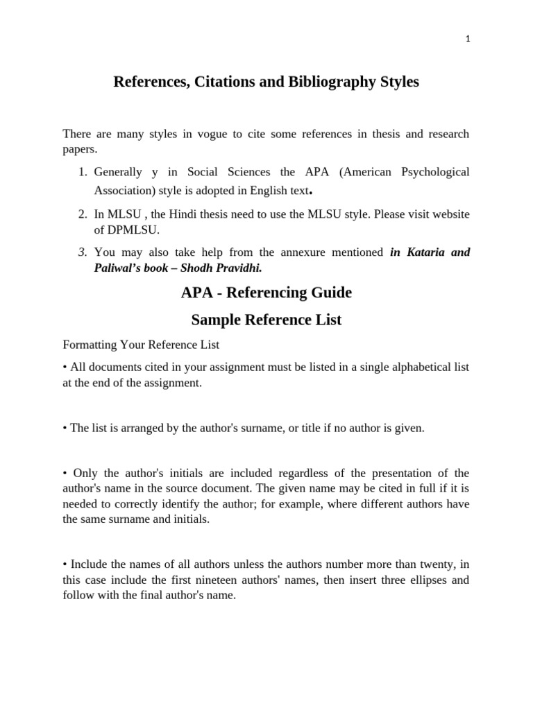 APA Reference List Formatting Guide | PDF | Apa Style