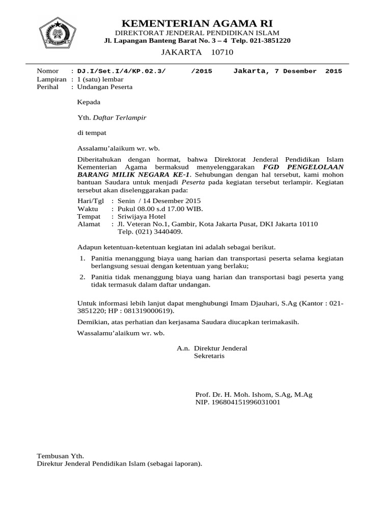 Undangan FGD Pengelolaan BMN 2015 | PDF