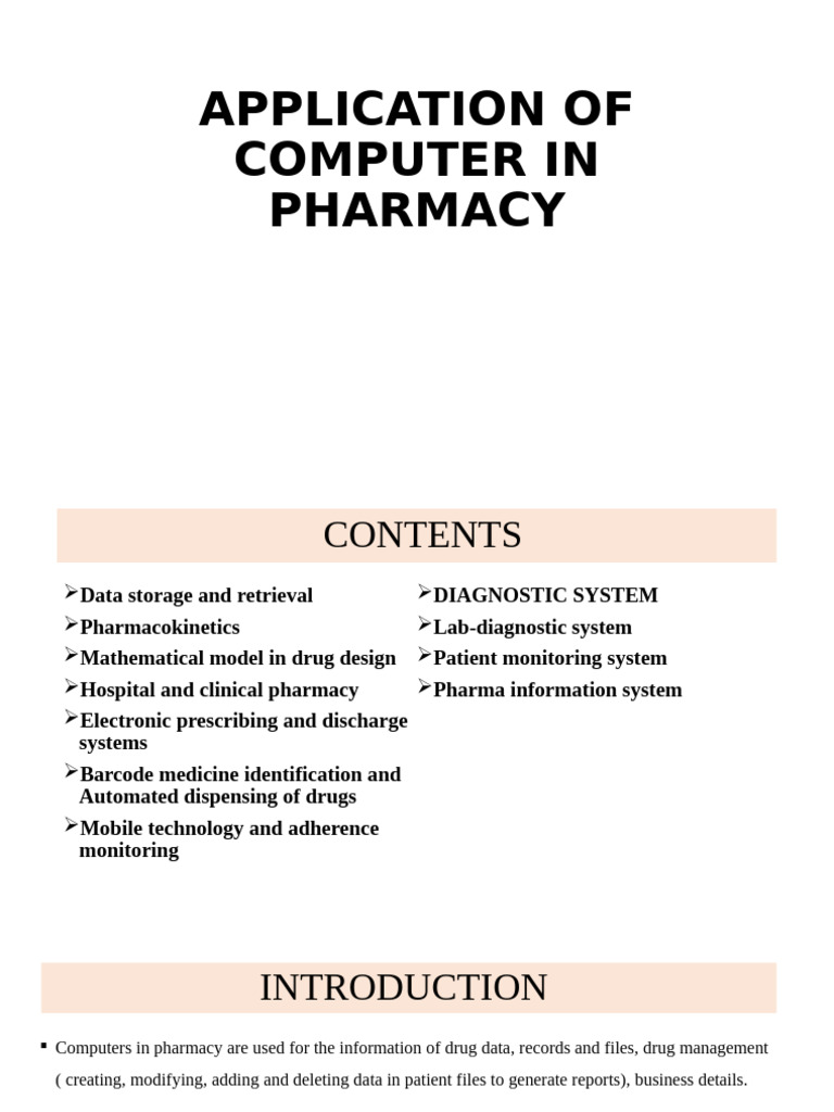 Computers Application in Pharmacy | PDF | Medical Prescription | Pharmacy