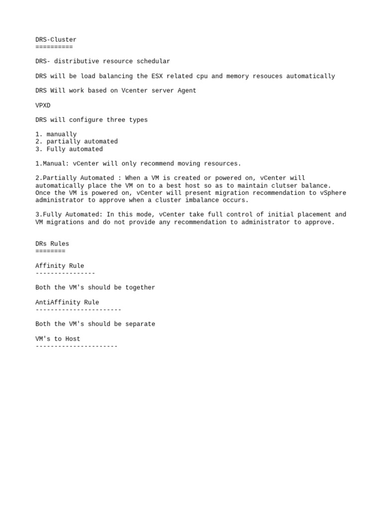 DRS Types and Rules in VMware | PDF