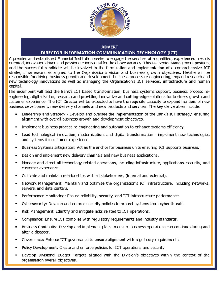 External Advert Director ICT - 240714 - 201631 | PDF | Information And ...
