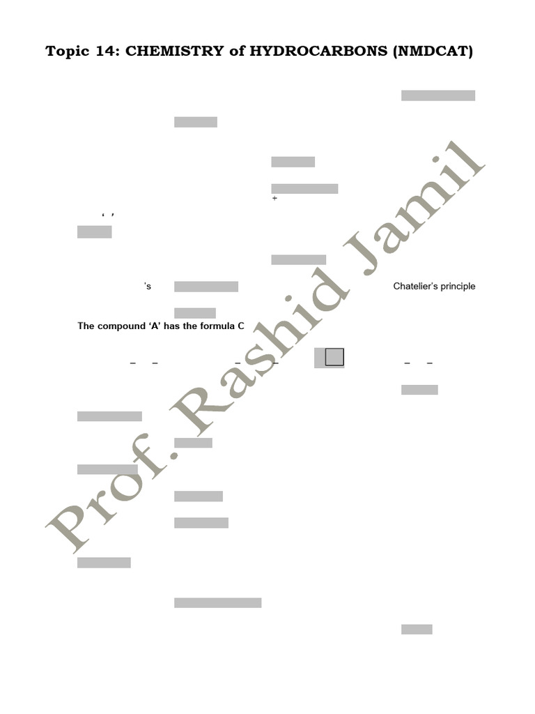 Assignment 14 Chemistry of Hydrocarbons - KEY | PDF | Alkane | Benzene