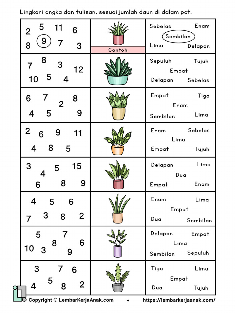 Latihan Membaca 02 - Berhitung - Melingkari Angka | PDF
