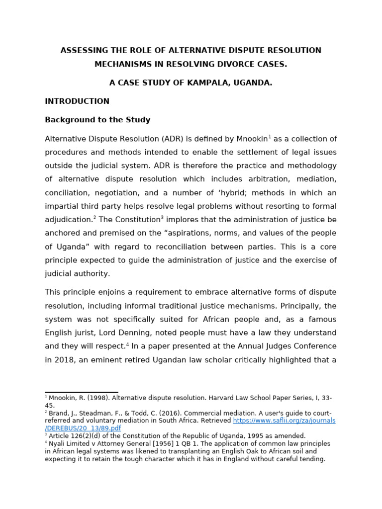 Research Proposal Divorce Adr-1 - 1st Draft | PDF | Alternative Dispute Resolution | Mediation