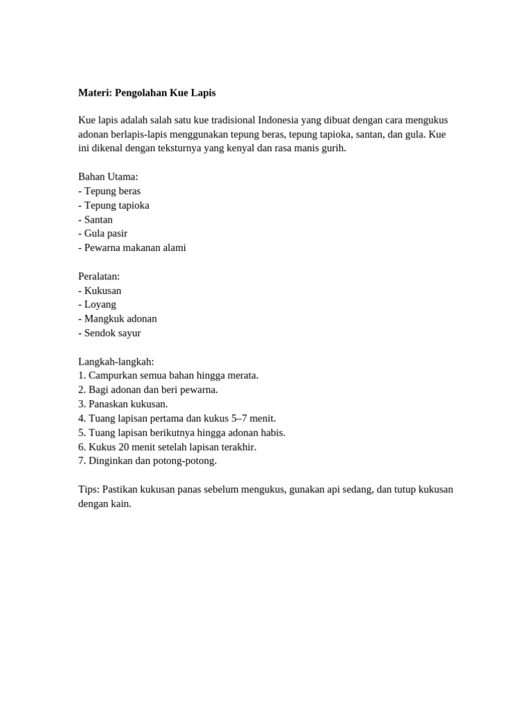 LKPD PJJ Kue Lapis | PDF