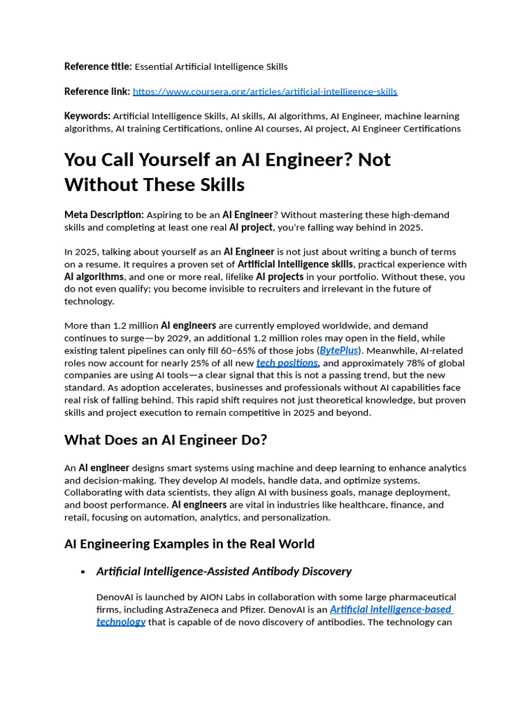 Must-Have AI Skills for Engineers | PDF | Artificial Intelligence ...