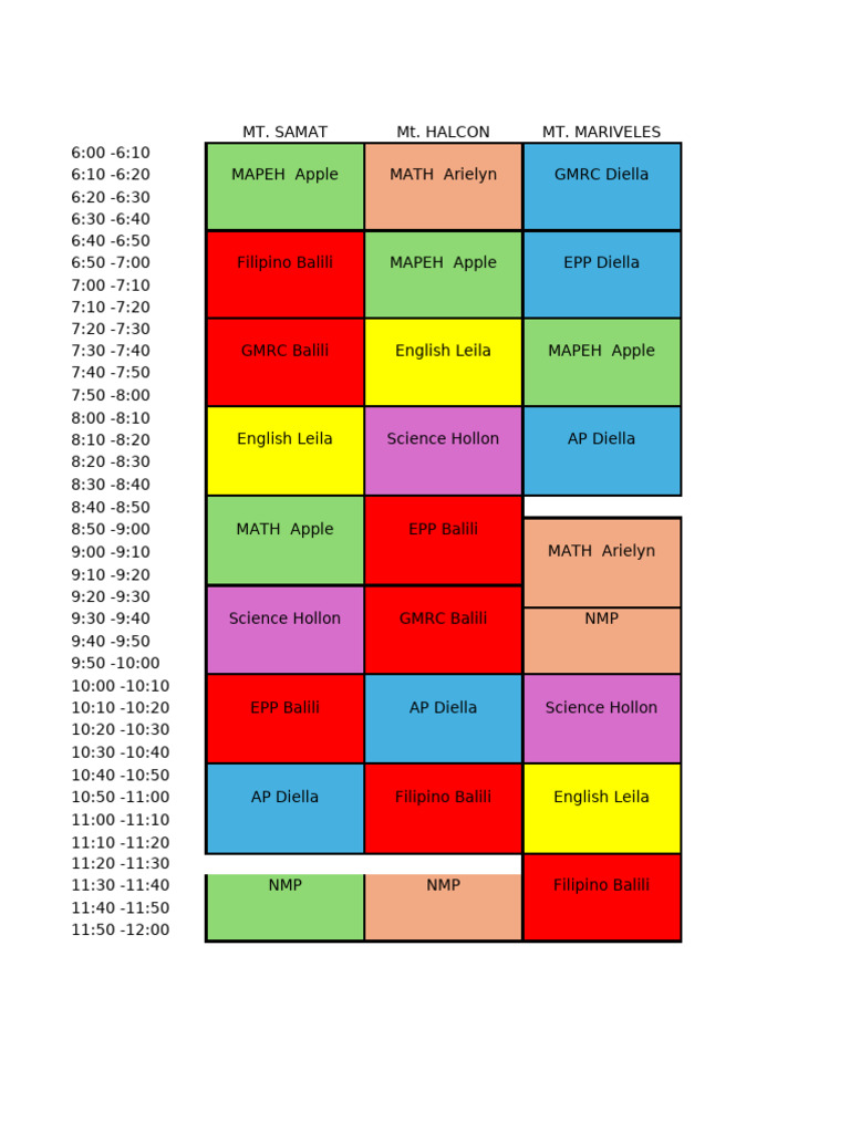 Daily Class Schedule Overview | PDF